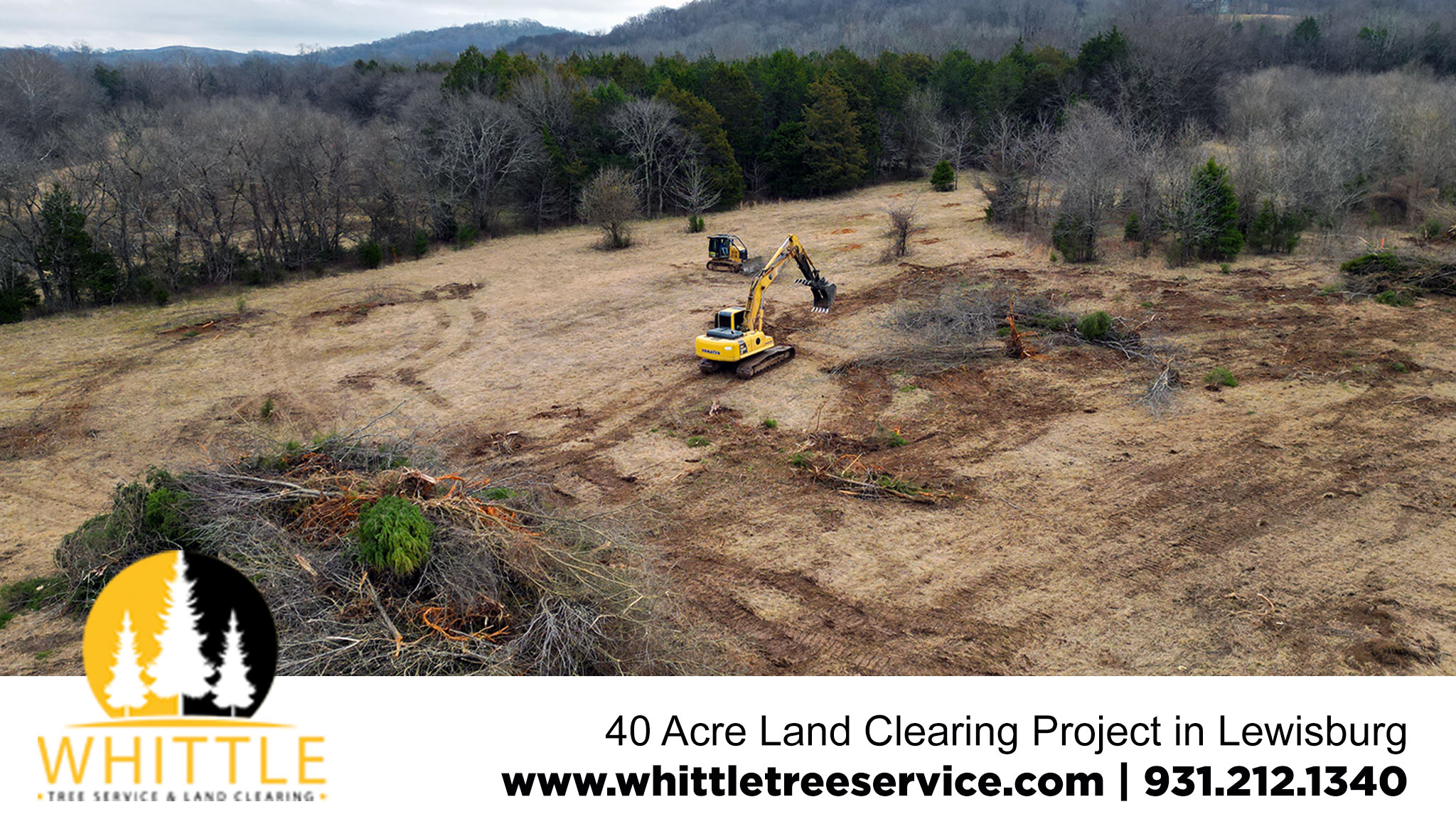 40 Acre Land Clearing Project in Lewisburg - Whittle Tree Service